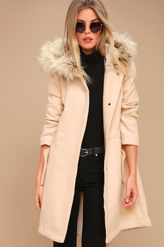 BB Dakota Colin Coat - Beige Coat - Faux Fur Coat - Lulus