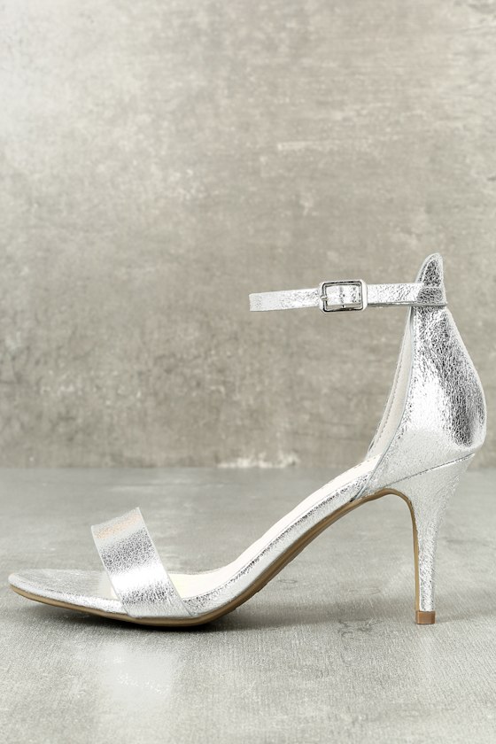 Stunning Metallic Heels - Silver Ankle Strap Heels - Lulus