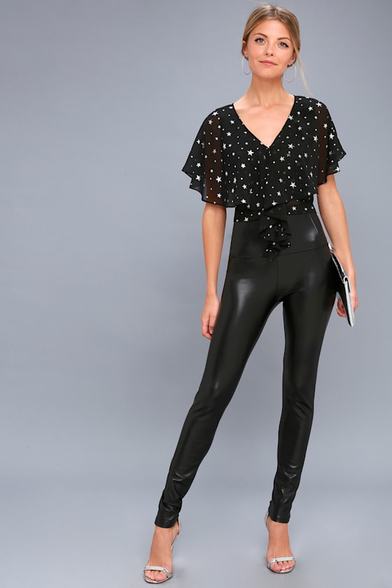 Cute Black and Silver Star Print Top - Star Print Crop Top - Lulus