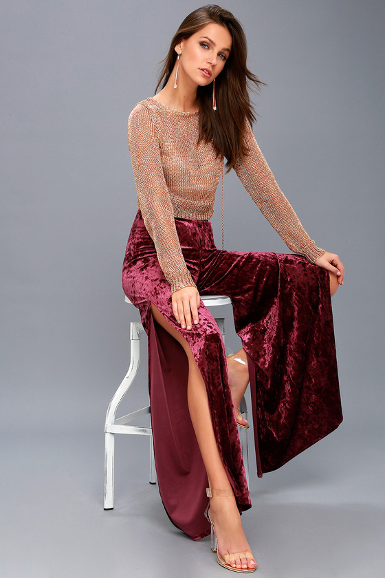 Chic Burgundy Pants Wide Leg Pants Velvet Pants Lulus