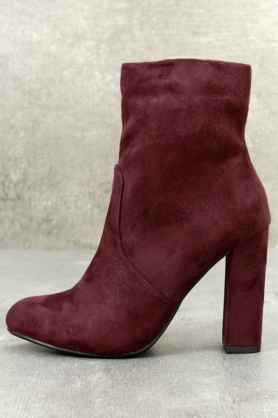 Chic Burgundy Boots - Mid-Calf Boots - Vegan Suede Boots - Lulus
