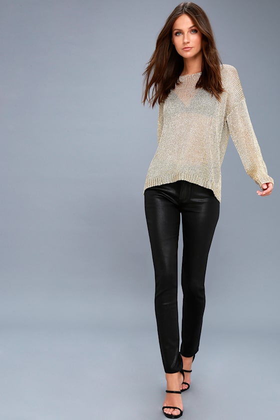 Dazzling Gold Sweater - Sheer Sweater - Metallic Sweater - Lulus