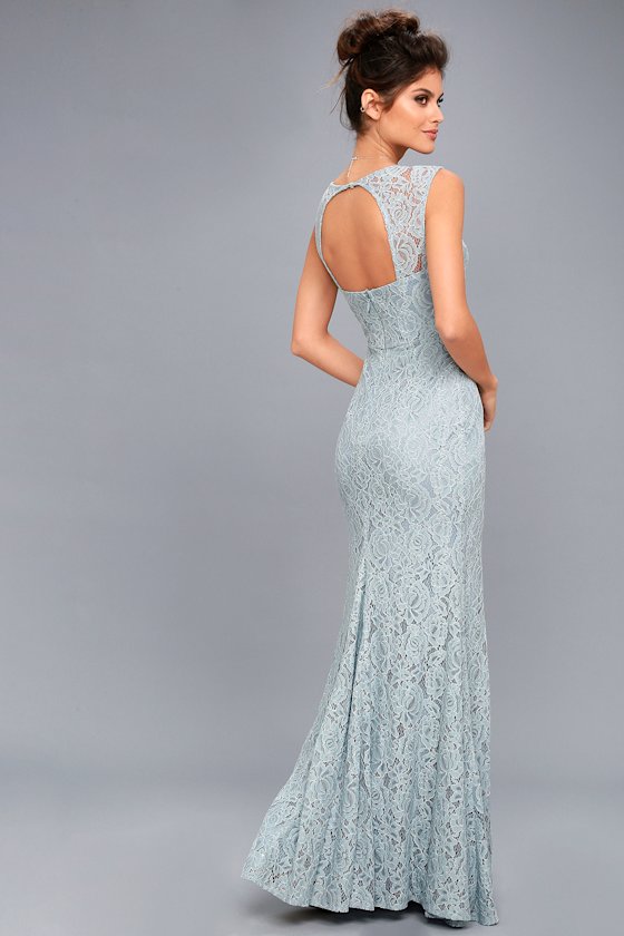 Gorgeous Slate Blue Lace Dress - Maxi Dress - Mermaid Dress - Lulus