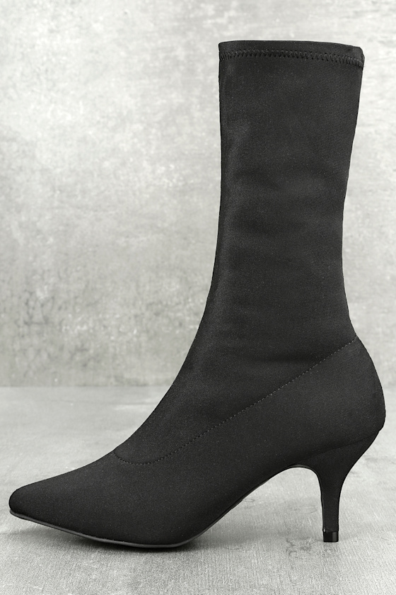 MIA Camilla - Black Mid-Calf Booties - Knit Sock Booties - Lulus