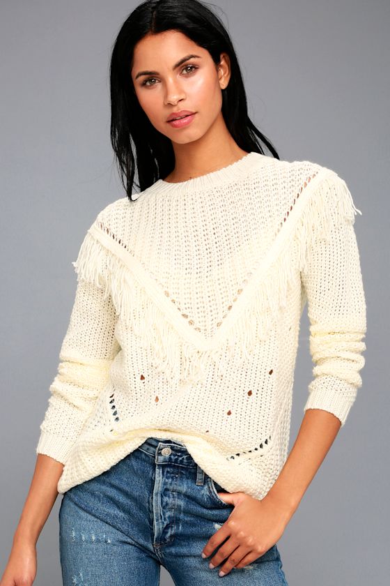 Cute Cream Sweater - Fringe Sweater - Knit Sweater - Lulus