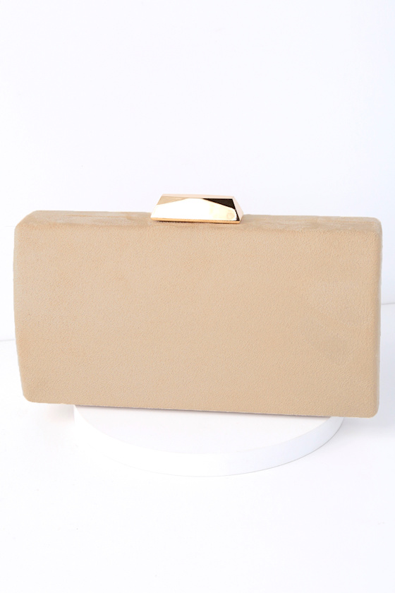 Chic Beige Clutch - Vegan Clutch - Box Clutch - Suede Clutch - Lulus