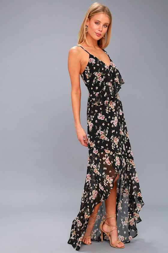 Stunning Floral Print Maxi Dress - High Low Maxi Dress - Lulus