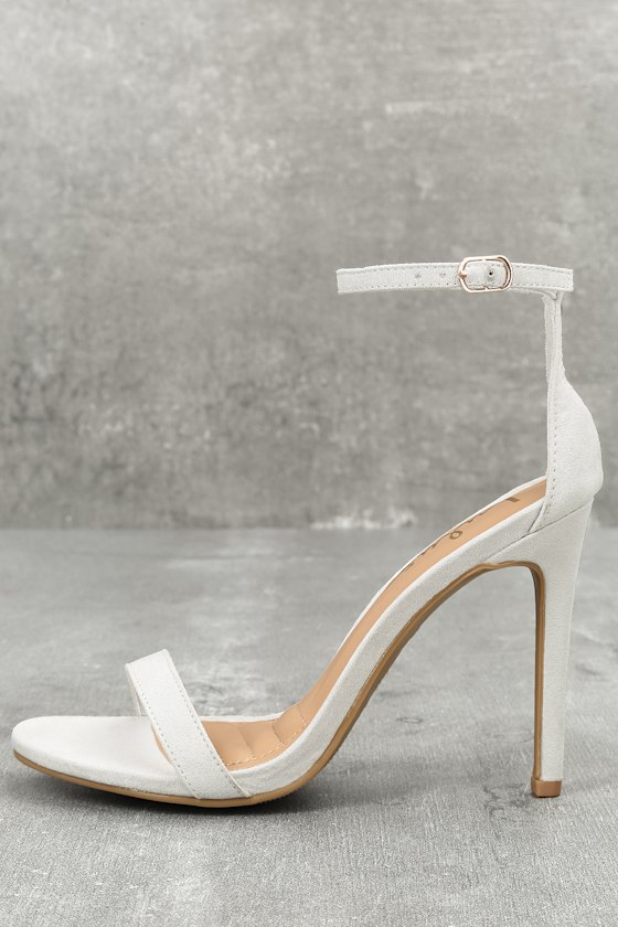 Grey Heels - Ankle Strap Heels - Single Strap Heels - Lulus
