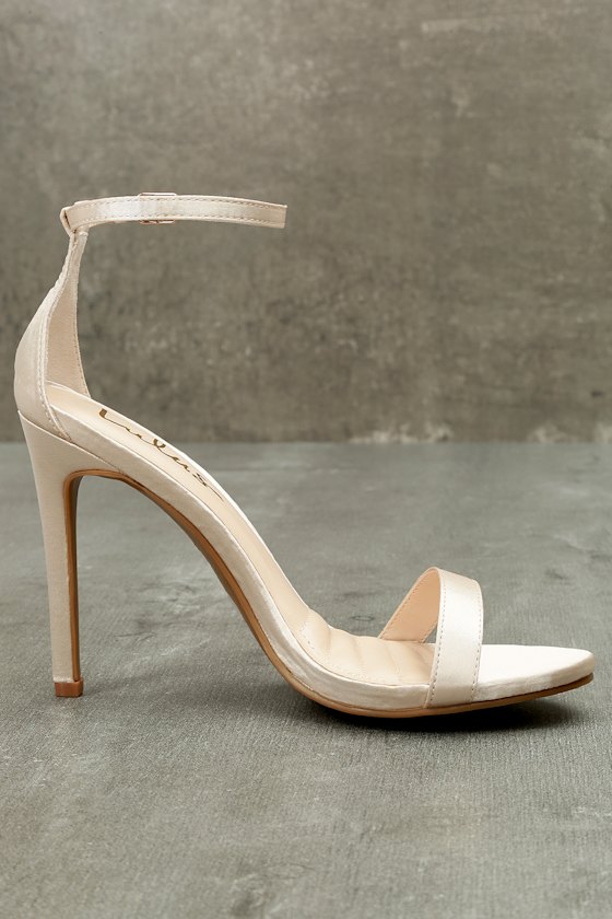 Satin Heels - Ankle Strap Heels - Single Strap Heels