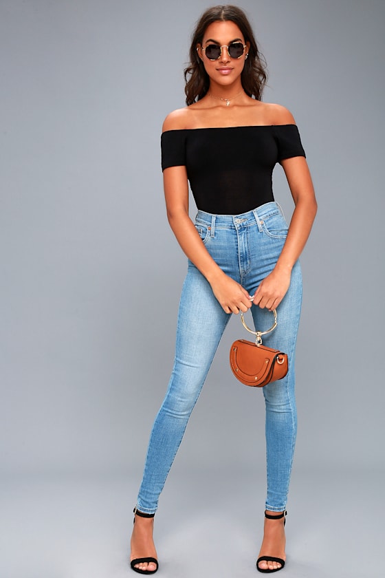 Cute Black Bodysuit Off The Shoulder Black Bodysuit Lulus