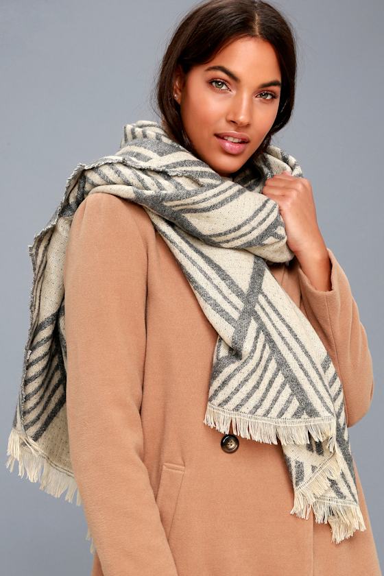 Cozy Woven Scarf - Grey Printed Scarf - Large Woven Scarf - Lulus