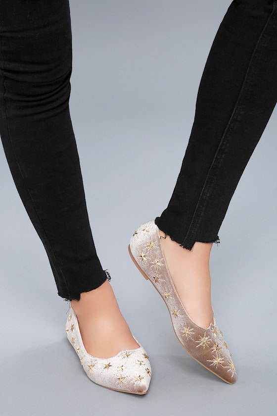 Chic Studded Flats - Velvet Flats - Taupe Flats - Star Flats - Lulus