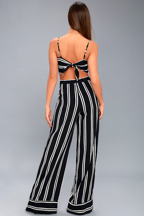 Chic Striped Two-Piece Set - Striped Two-Piece Jumpsuit