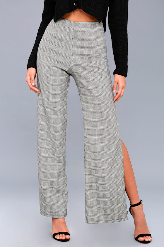 Chic Black and White Pants - Houndstooth Wide-Leg Pants - Lulus