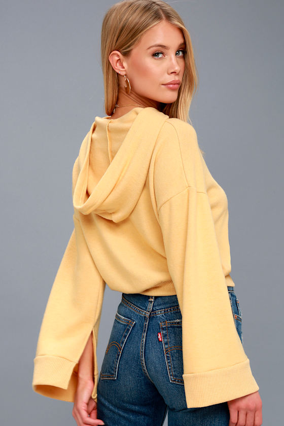 Project Social T Edison - Cropped Hoodie - Yellow Hoodie - Lulus