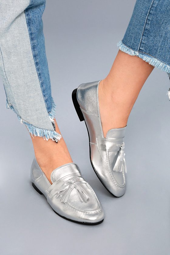 Steve Madden Beck - Silver Tassel Loafers - Metallic Loafers
