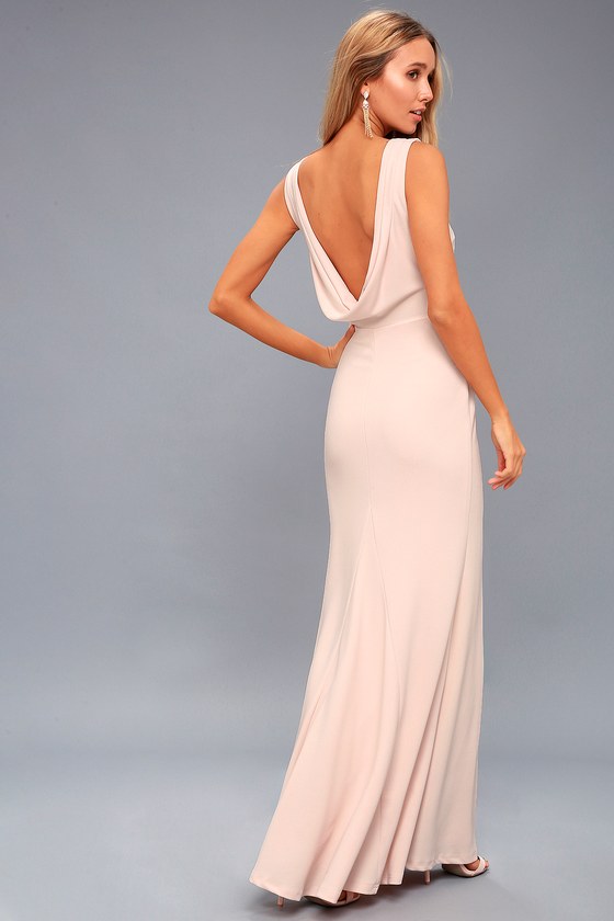 Lovely Blush Pink Dress Maxi Dress Backless Dress