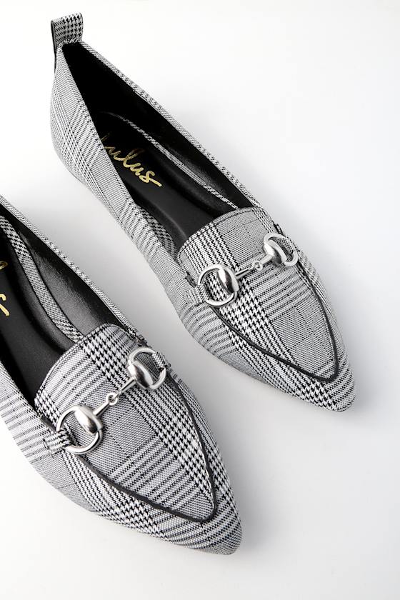 Black and White Plaid Loafers - Vegan Leather Loafers - Lulus