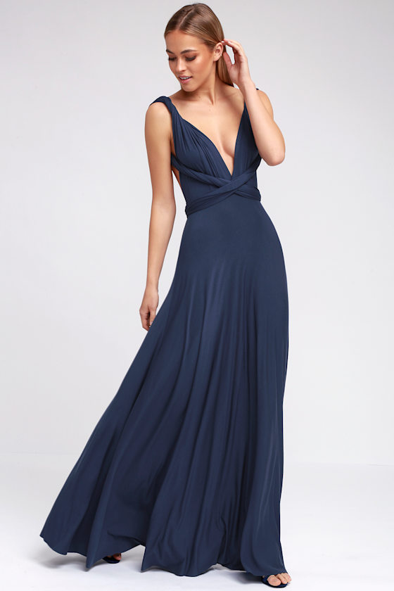 Awesome Navy Blue Dress - Maxi Dress - Wrap Dress - $78.00