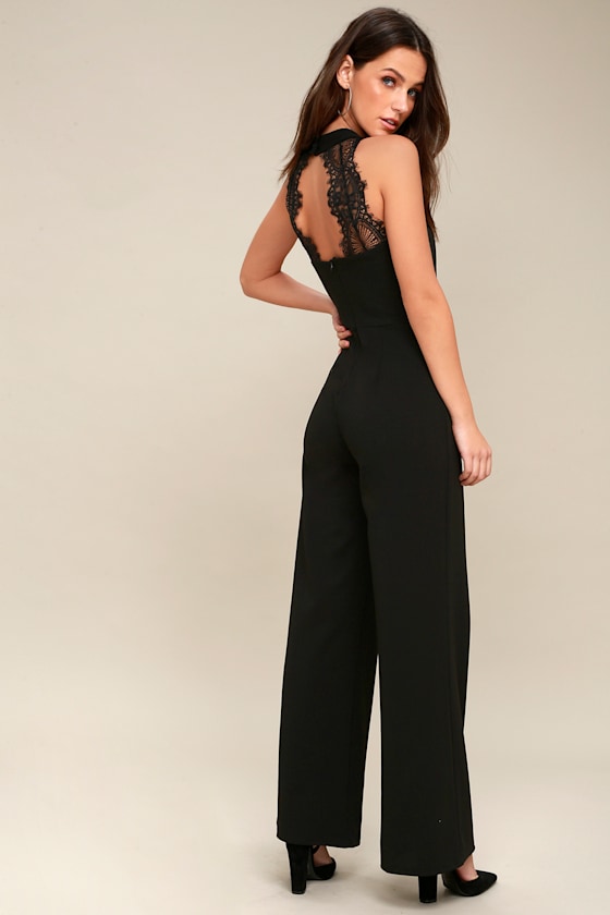 Chic Black Jumpsuit - Backless Jumpsuit - Lace Jumpsuit - Lulus