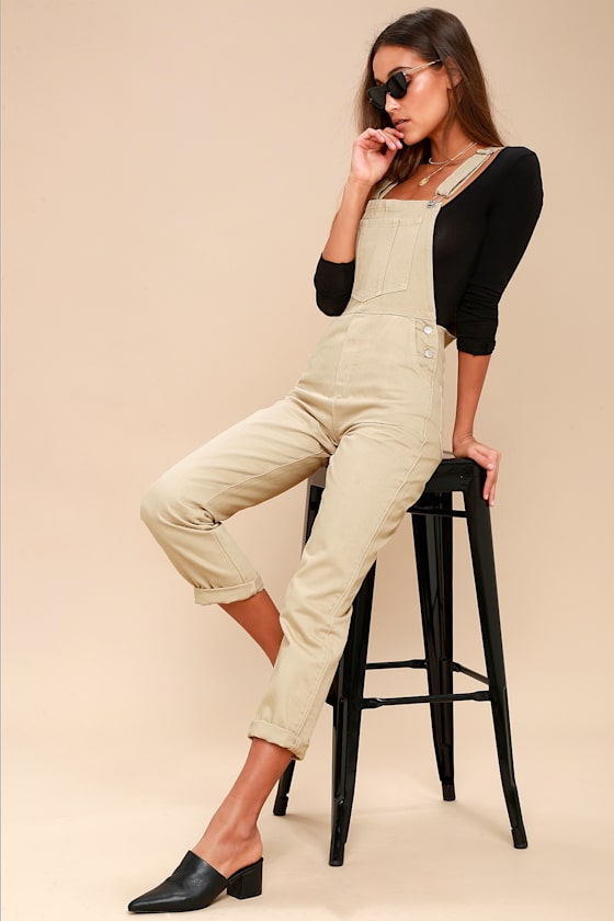 Rollas Original Straight Overalls - Beige Overalls - Lulus