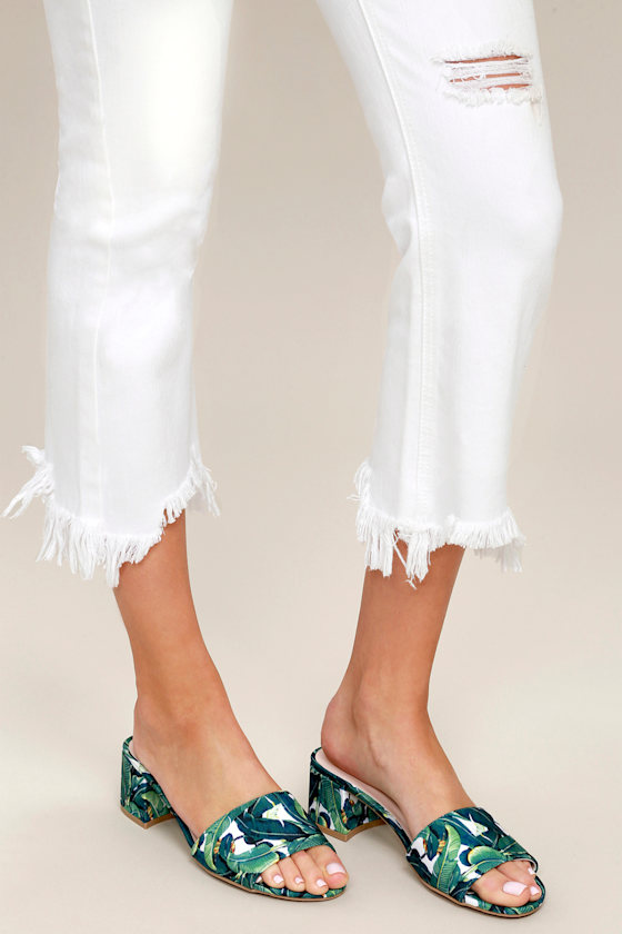 Cute Tropical Print Mules - Green Mules - Vegan Mules - Lulus
