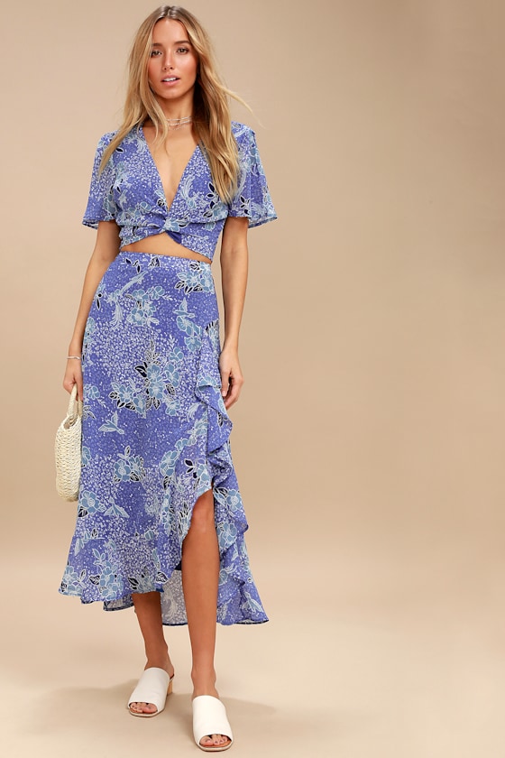 Cute Periwinkle Blue Dress - Two-Piece Maxi Dress - Lulus