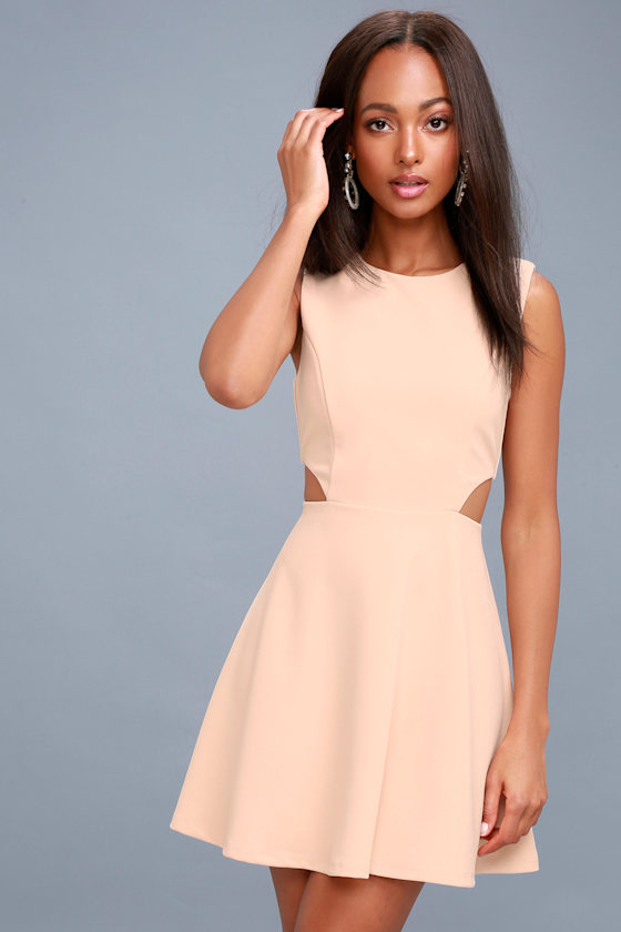 Chic Blush Dress - Skater Dress - Cutout Dress - Lulus