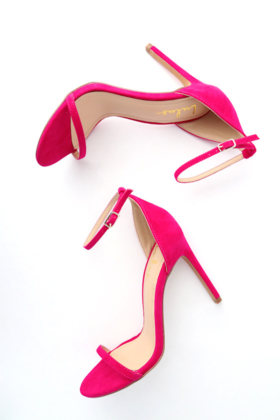 Sexy Heels - Vegan Suede Heels - Fuchsia Ankle Strap Heels - Lulus