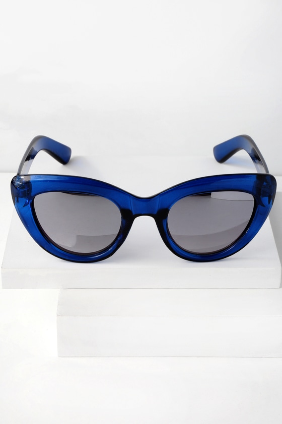 Cool Blue Cat Eye Sunglasses Mirrored Sunglasses Lulus
