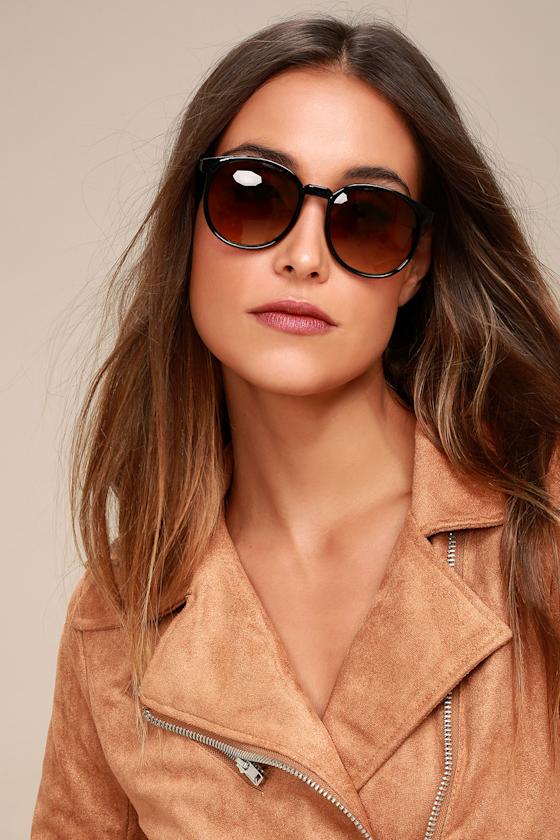 Cute Black Sunglasses Round Sunglasses Lulus