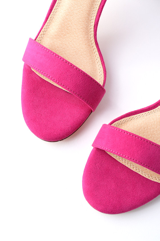 Cute Fuchsia Heels - Ankles Strap Heels - Vegan Suede Heels