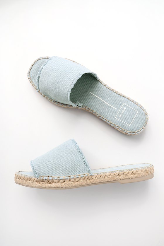 Dolce Vita Bobbi - Light Blue Slides - Espadrille Slides - Lulus