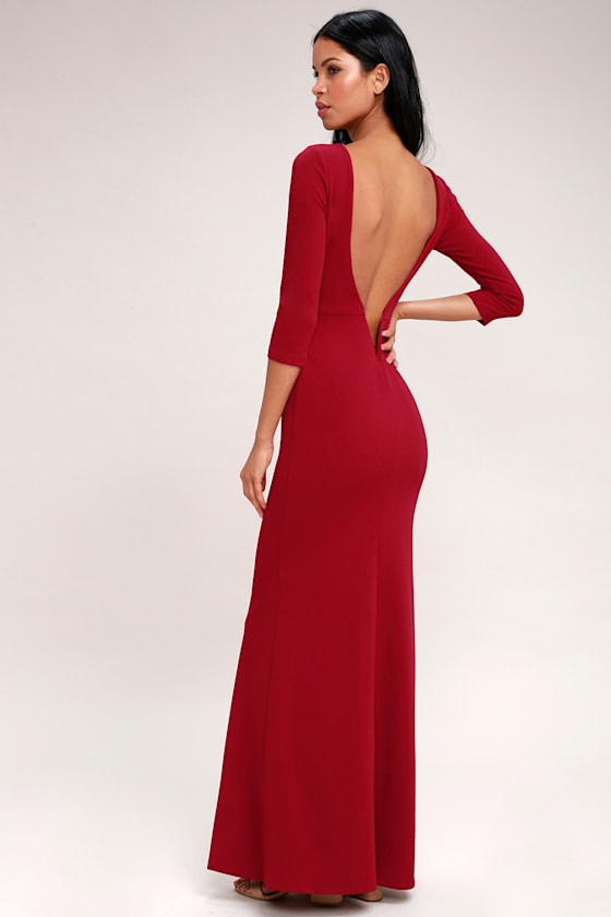 Elegant Wine Red Maxi Dress Wine Red Backless Maxi Dress Lulus