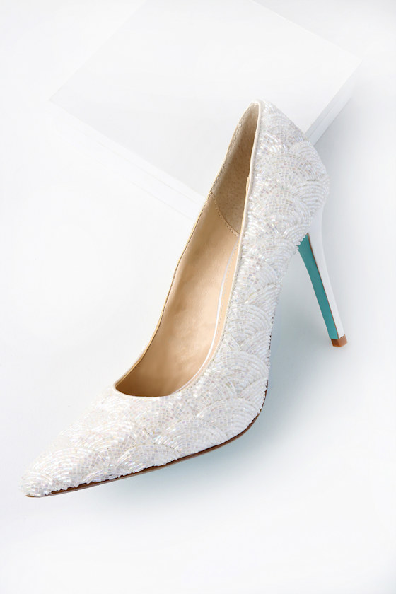 Blue by Betsey Johnson Clair - Ivory Pumps - Beaded Pumps