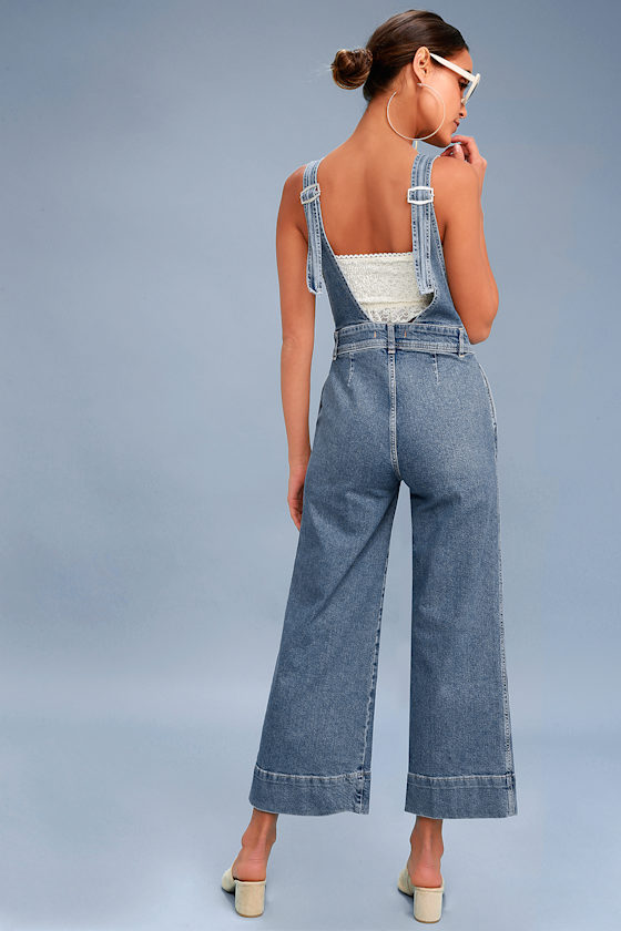 Free People A-Line - Light Wash Overalls - Cropped Overalls