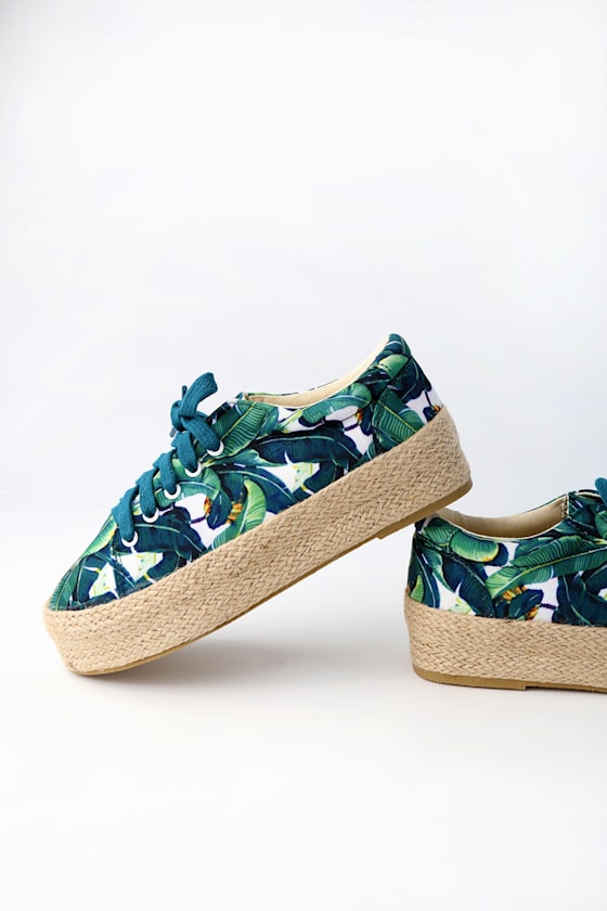 Cute Espadrille Sneakers - Tropical Print Sneakers - Lulus