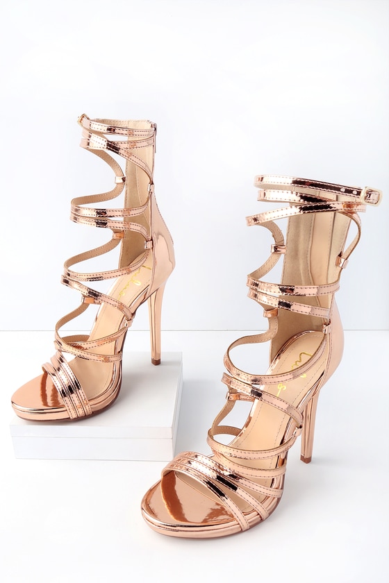 Sexy Caged Heels Rose Gold Heels Vegan Heels Lulus