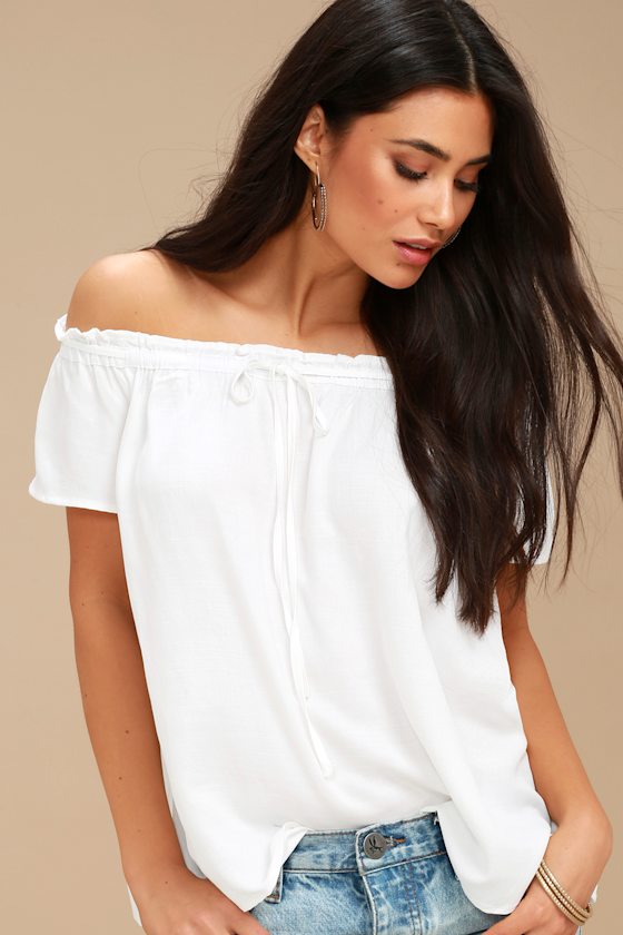 Cute White Top - Off-the-Shoulder Top - Short Sleeve Top - Lulus