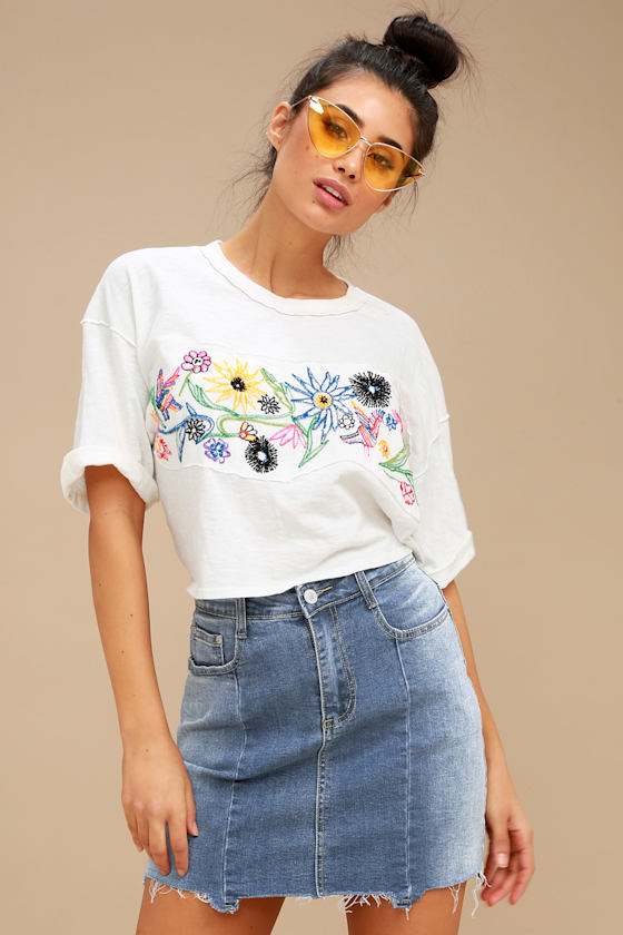 Trendy Denim Skirt - Denim Mini Skirt - Two-Tone Denim Skirt - Lulus