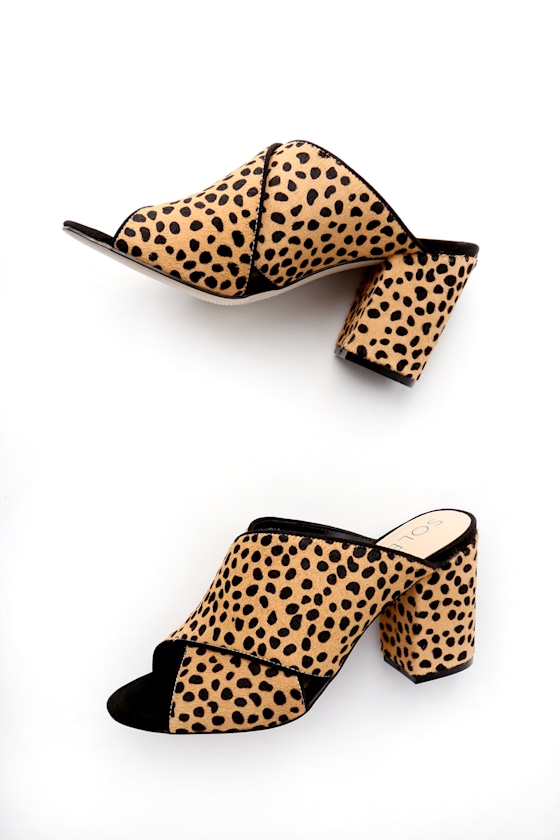 Sole Society Luella Cheetah Dot - Cheetah Peep-Toe Mules - Lulus