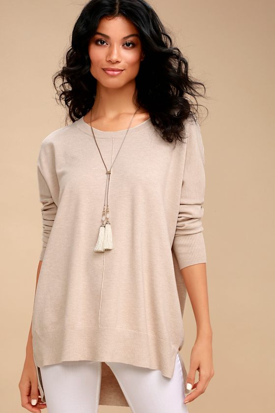 Cute Beige Sweater Top - Oversized Sweater Top - Lulus