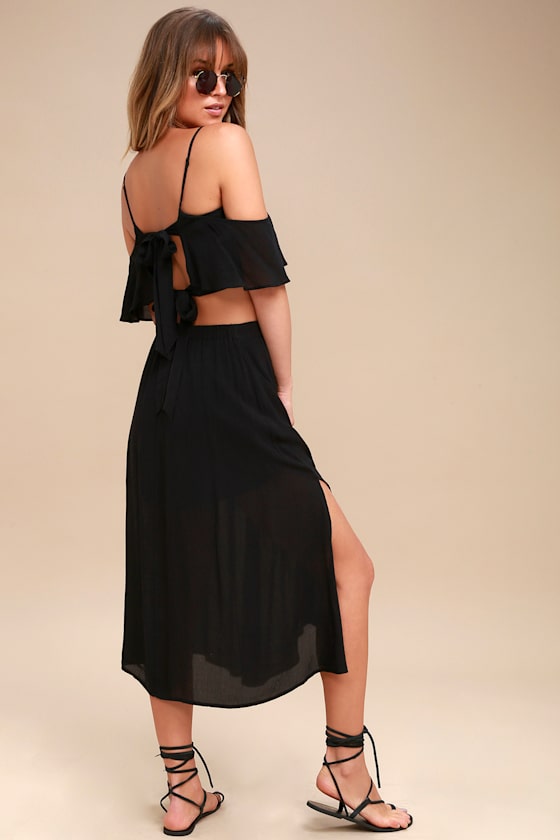 Cute Black Dress - Two-Piece Dress - Midi Dress - Lulus