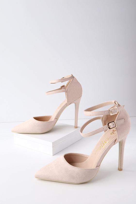 Chic Ankle Strap Pumps - Blush Pumps - Vegan Suede Pumps - Lulus