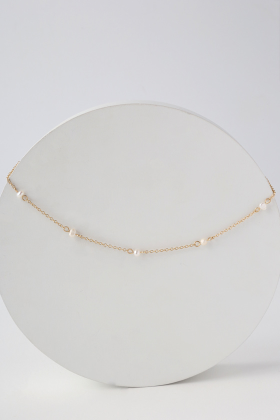 Pretty Gold and Pearl Necklace - Freshwater Pearl Necklace - Lulus