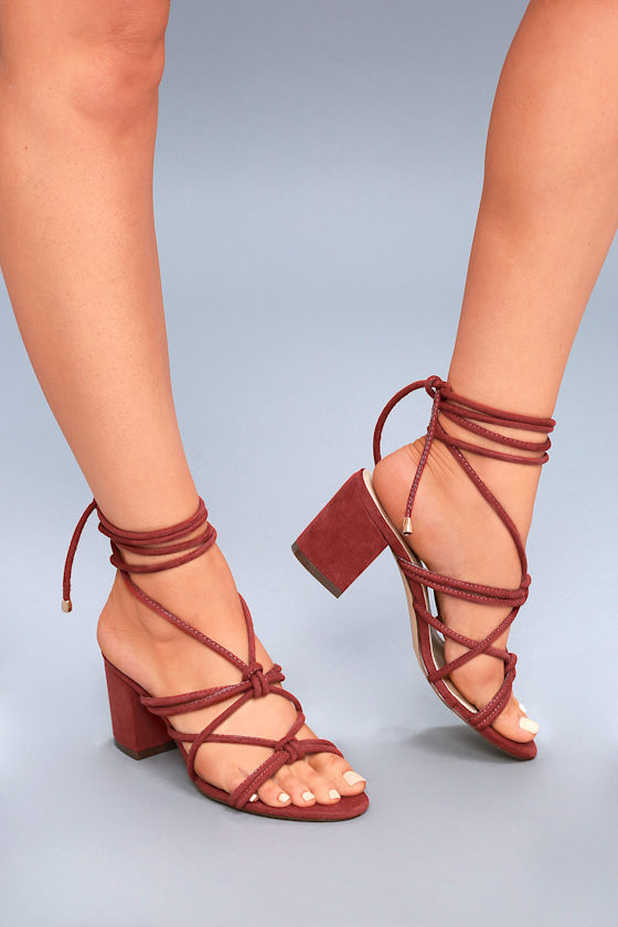 Chic Rust Red Heels - Lace-Up Heels - Vegan Suede Heels - Lulus
