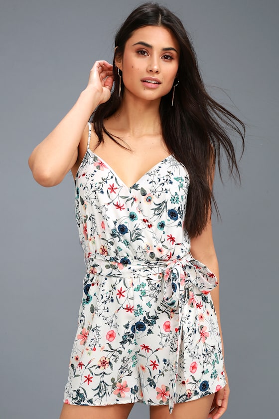 Cute Floral Print Romper - White Romper - Sleeveless Romper - Lulus