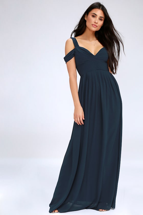 Lovely Navy Blue Dress - Maxi Dress - Blue Bridesmaid Dress - Lulus