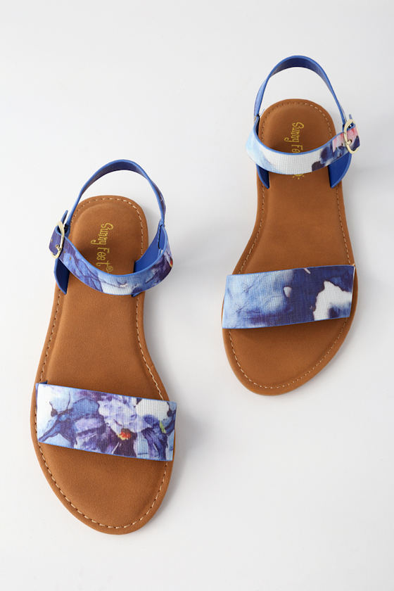 Cute Blue Sandals - Flat Sandals - Vegan Sandals - Lulus
