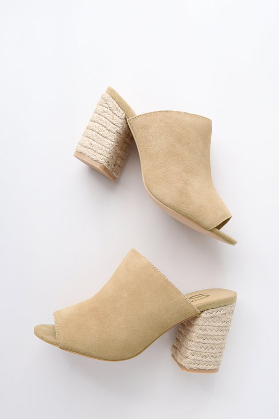 Sbicca Helena Natural - Suede Mules - Espadrille Mules - Lulus